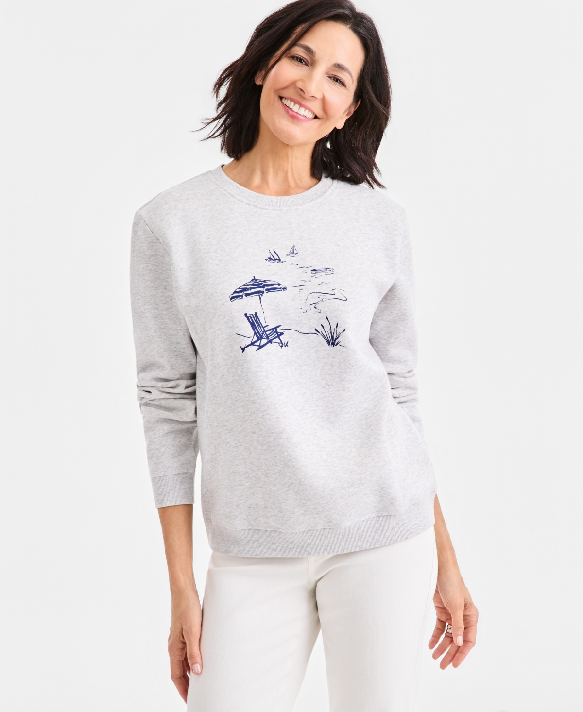 Click here for Style & Co Womens Graphic Fleece Crewneck Sweatshi... prices