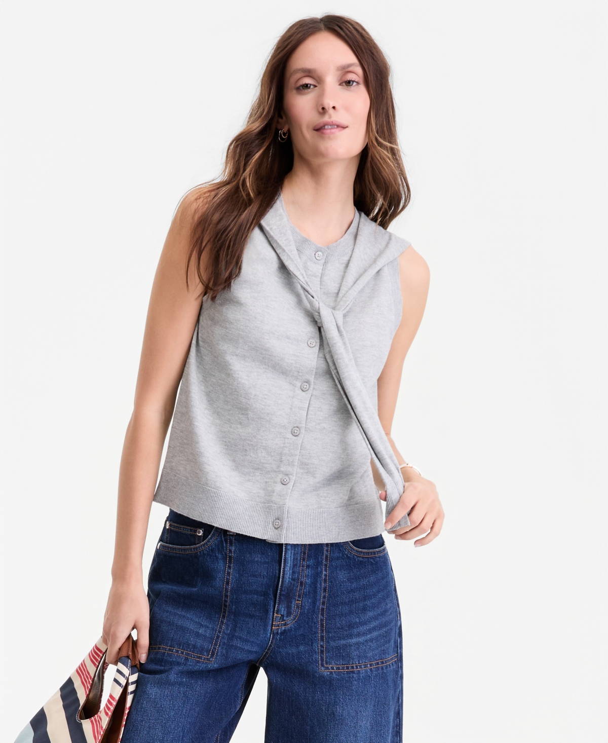 Click here for On 34th Womens Tie-Neck Sleeveless Sweater  Macys... prices