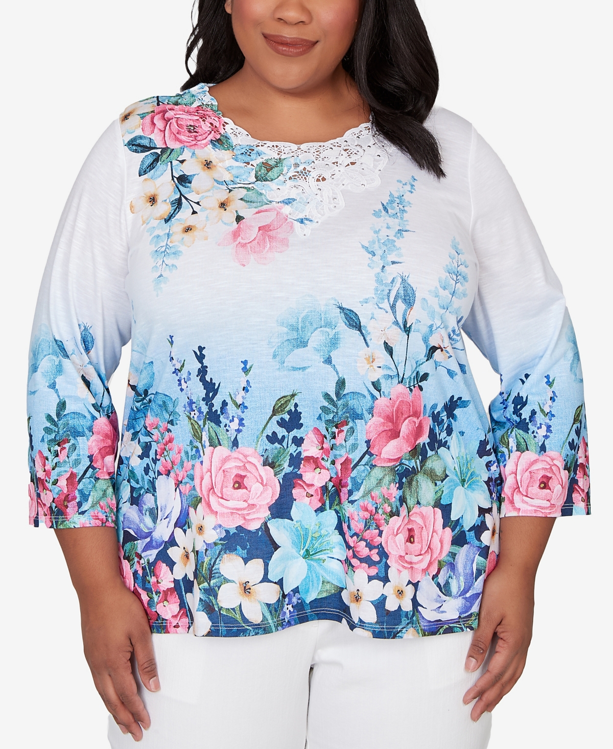 Click here for Alfred Dunner Plus Size Classic Ombre Border Flora... prices