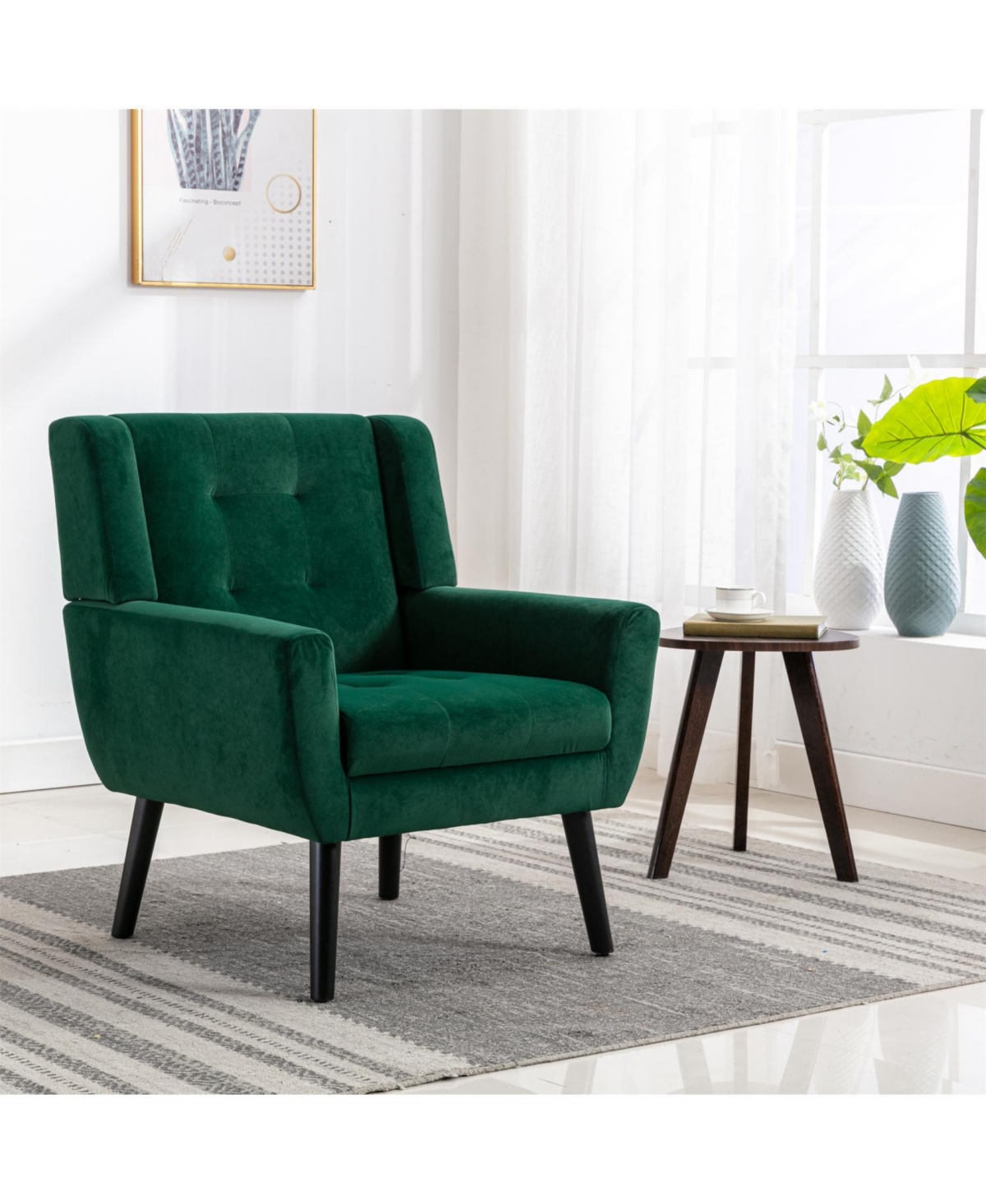 Click here for Streamdale Furniture Velvet Accent Chair with Blac... prices