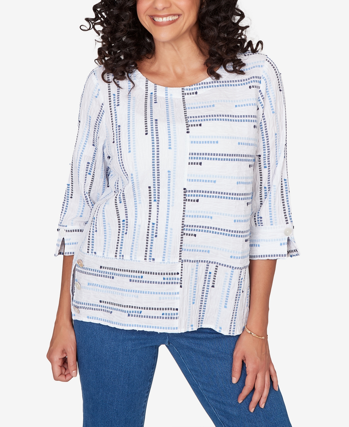 Click here for Alfred Dunner Womens Classic Spliced Jacquard Stri... prices