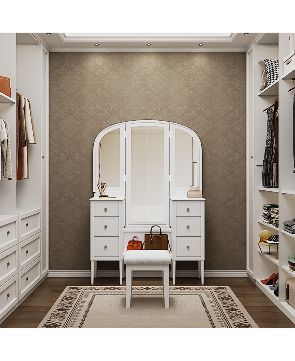 Click here for Streamdale Furniture Antique White Vanity Set with... prices