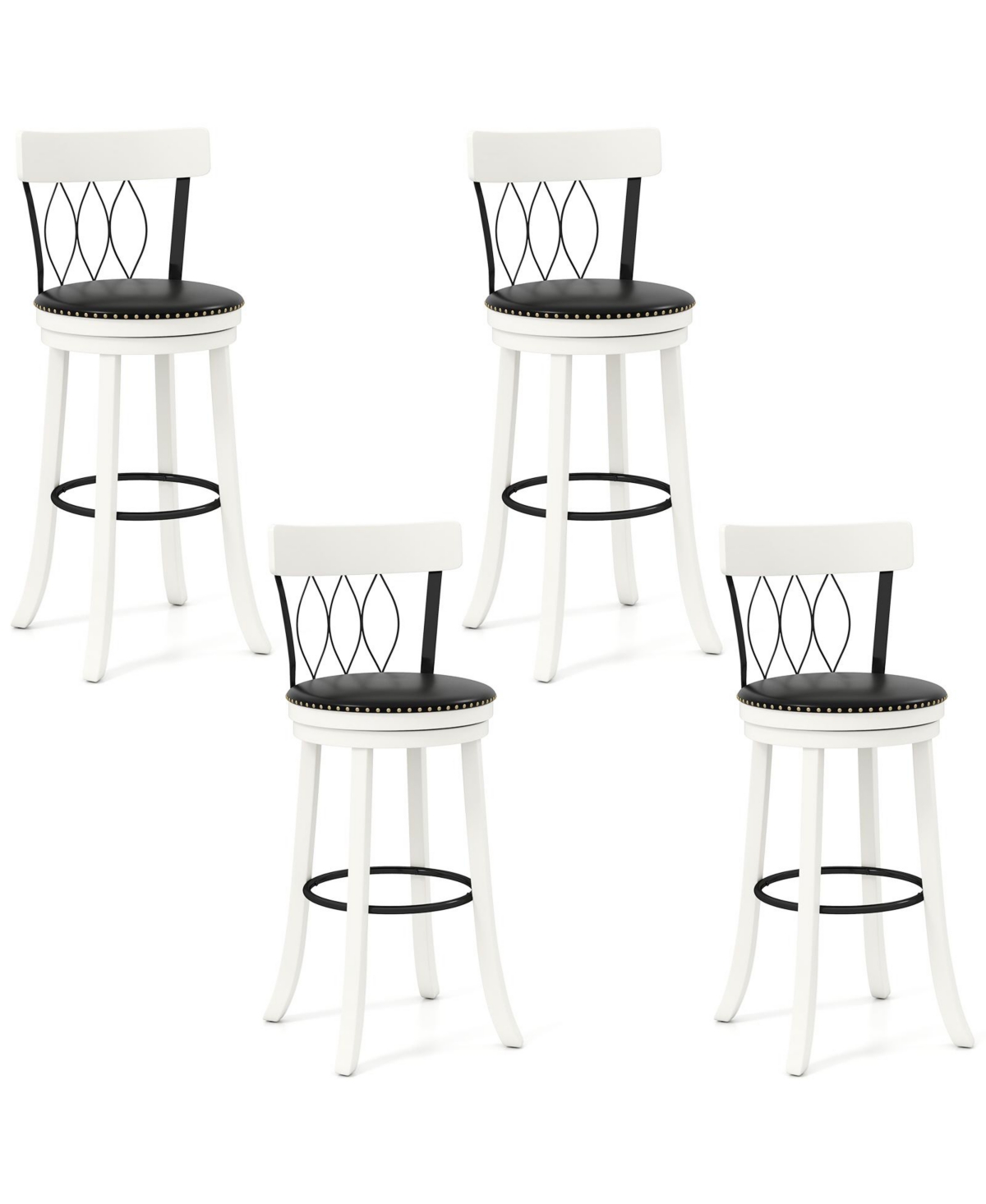 Click here for Gymax 29 Set of 4 Bar Stools w/ Footrest Rubber Wo... prices