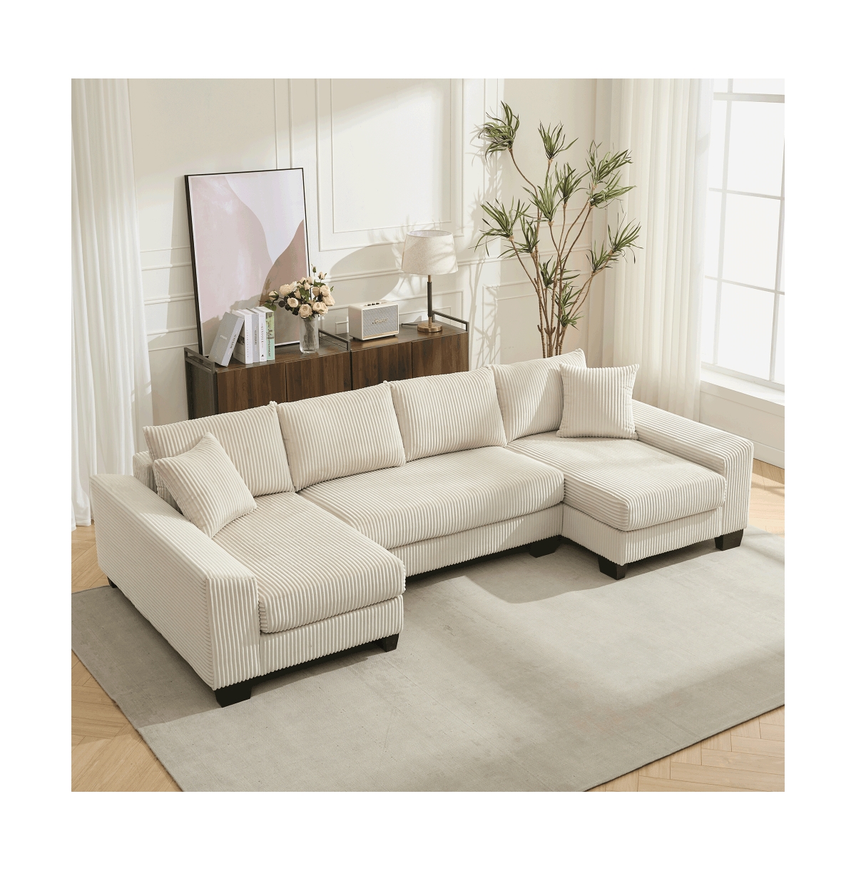 Click here for Maison Boucle 114" U-Shaped Corduroy Upholste... prices