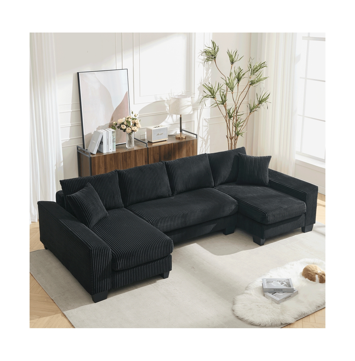 Click here for Maison Boucle 114" U-Shaped Corduroy Upholste... prices