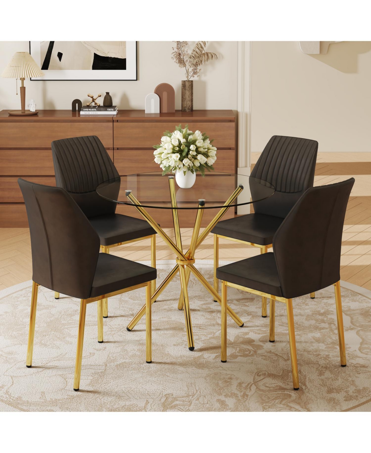 Click here for Streamdale Furniture Modern Luxe 4-Piece Dining Se... prices