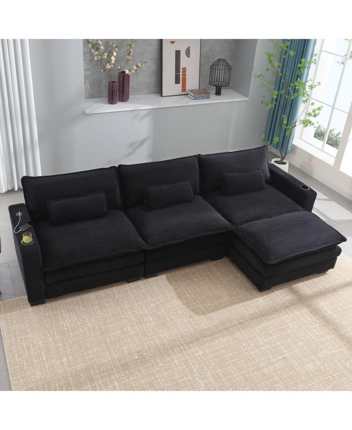 Click here for Streamdale Furniture Corduroy L Shape Sofa with Us... prices