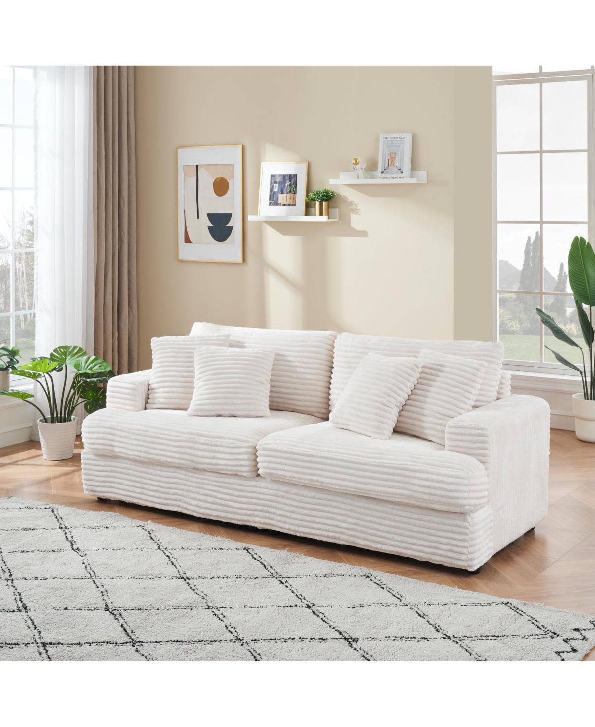 Click here for Streamdale Furniture Corduroy 3-Seater Sofa w/ 4 P... prices