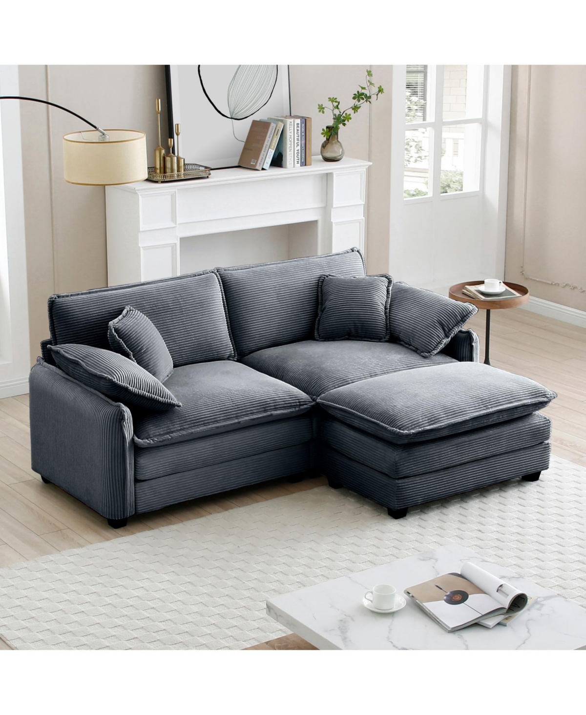 Click here for Streamdale Furniture Grey Corduroy 2-Seater Sofa w... prices
