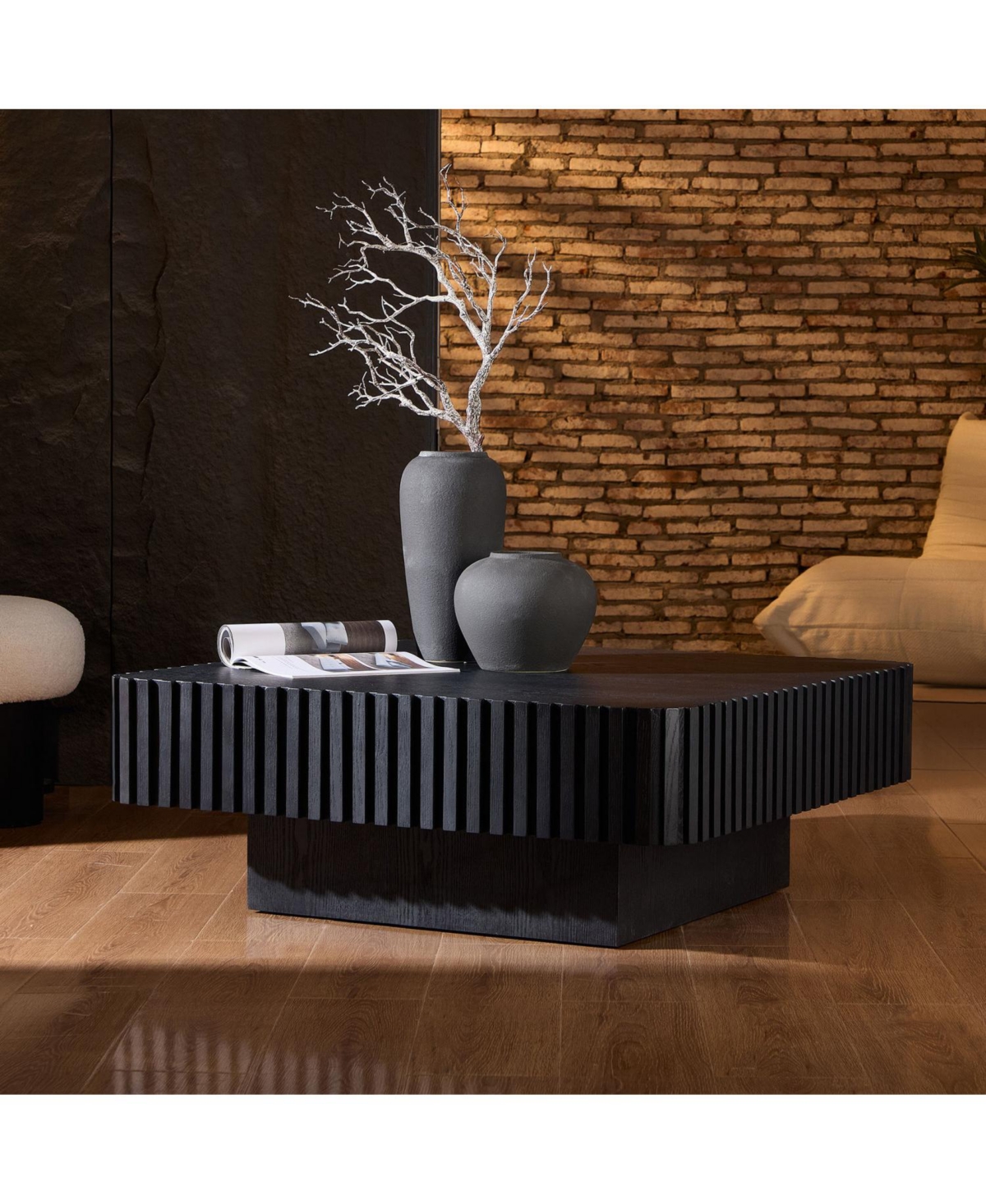 Click here for Streamdale 35" Modern Drum Coffee Table - Bla... prices