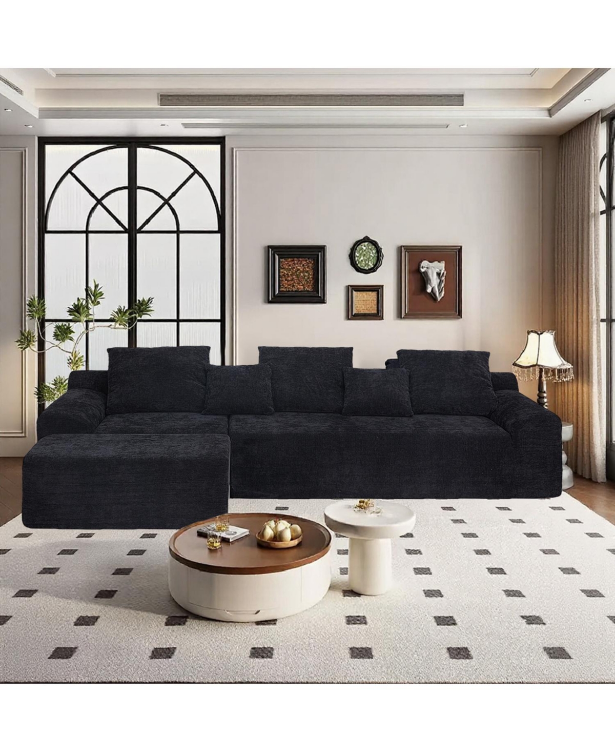 Click here for Streamdale Furniture Modern Black Chenille L-Shape... prices