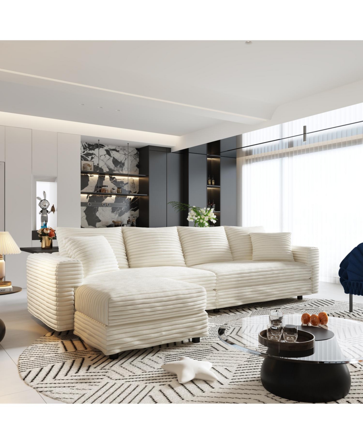 Click here for Streamdale Furniture Plush Corduroy 4-Seat Sofa wi... prices