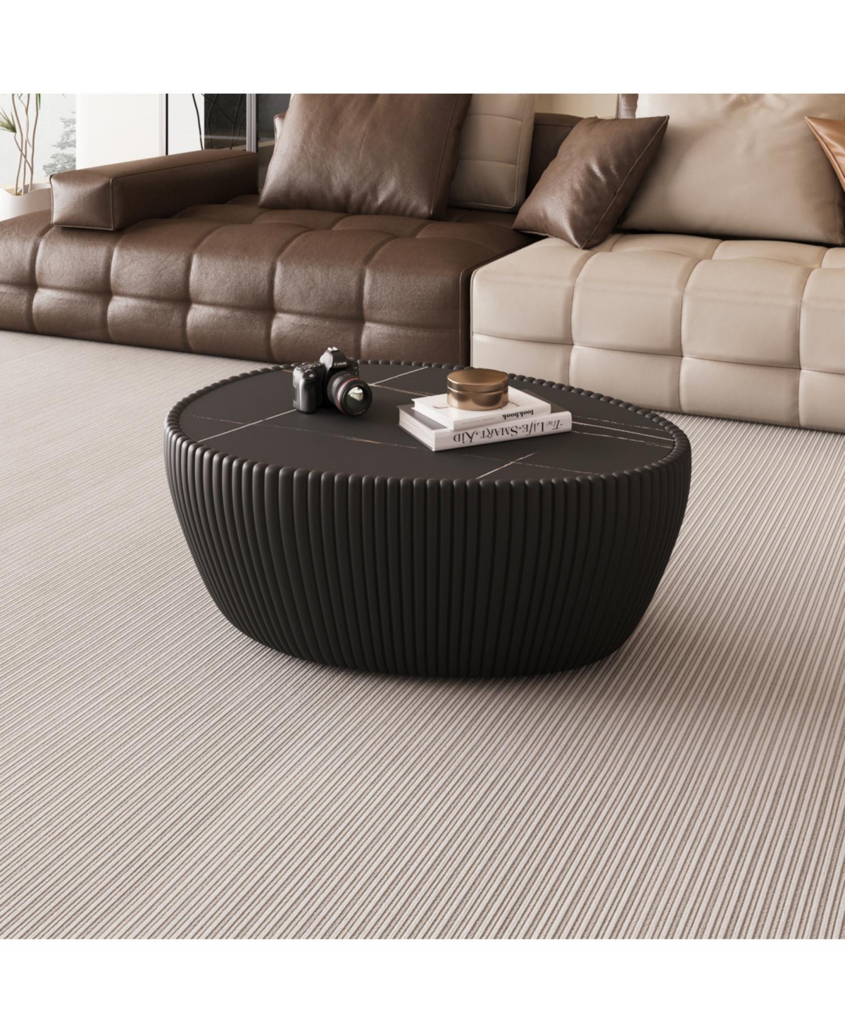 Click here for Streamdale Furniture Black Marble Top Leather Coff... prices