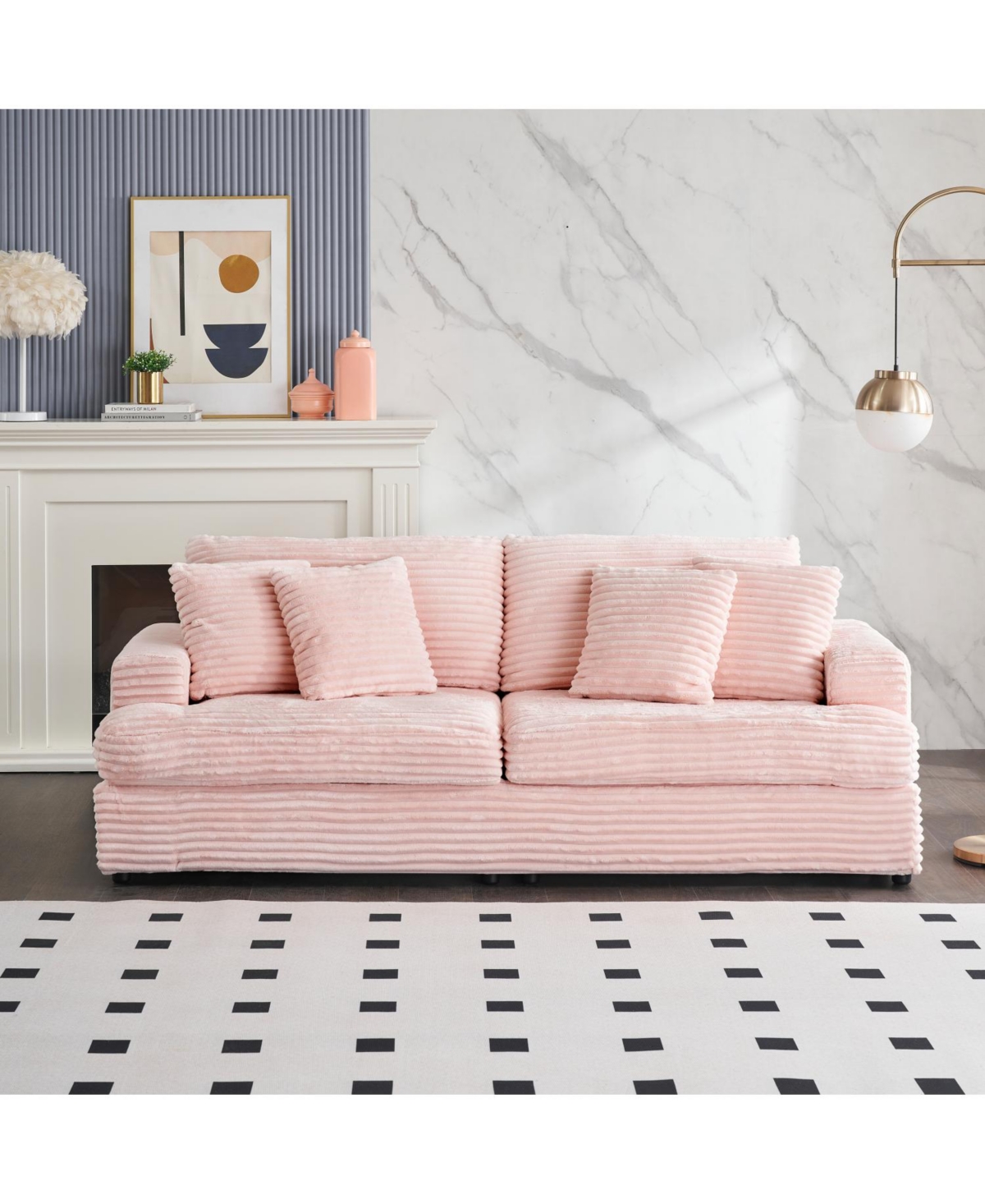 Click here for Streamdale Furniture 79" Pink Corduroy Sofa w... prices