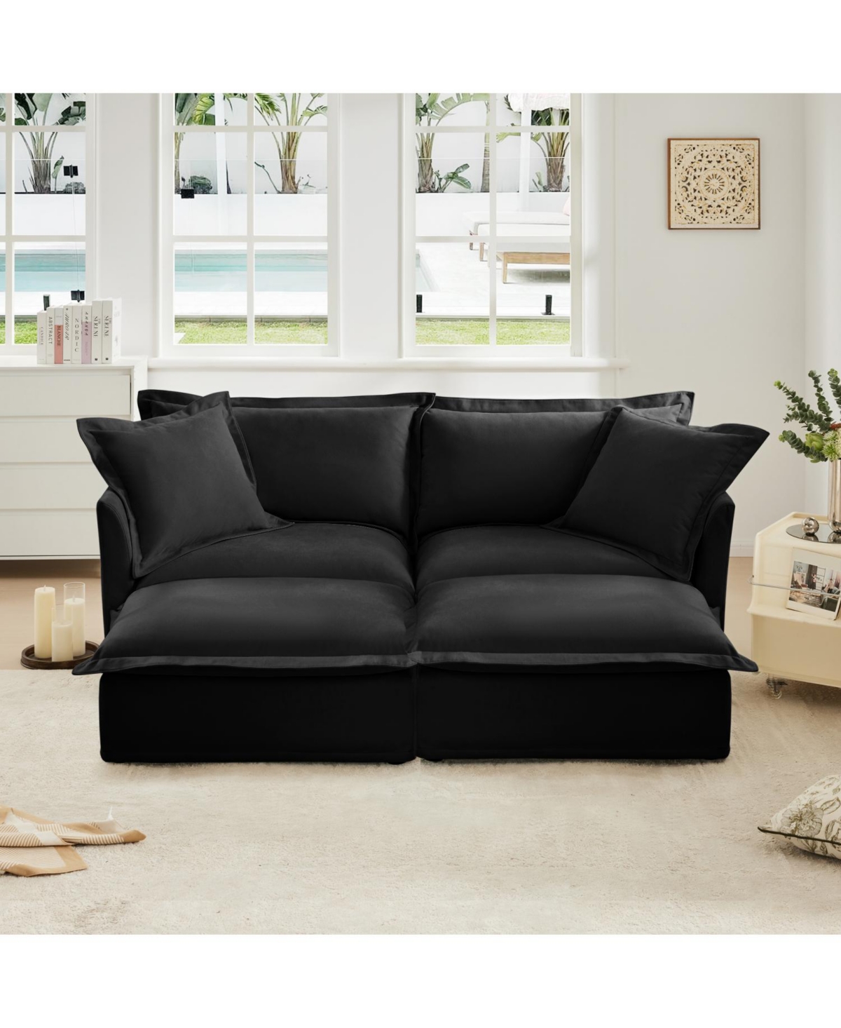 Click here for Streamdale Furniture Black Chenille 2-Seater Sofa... prices