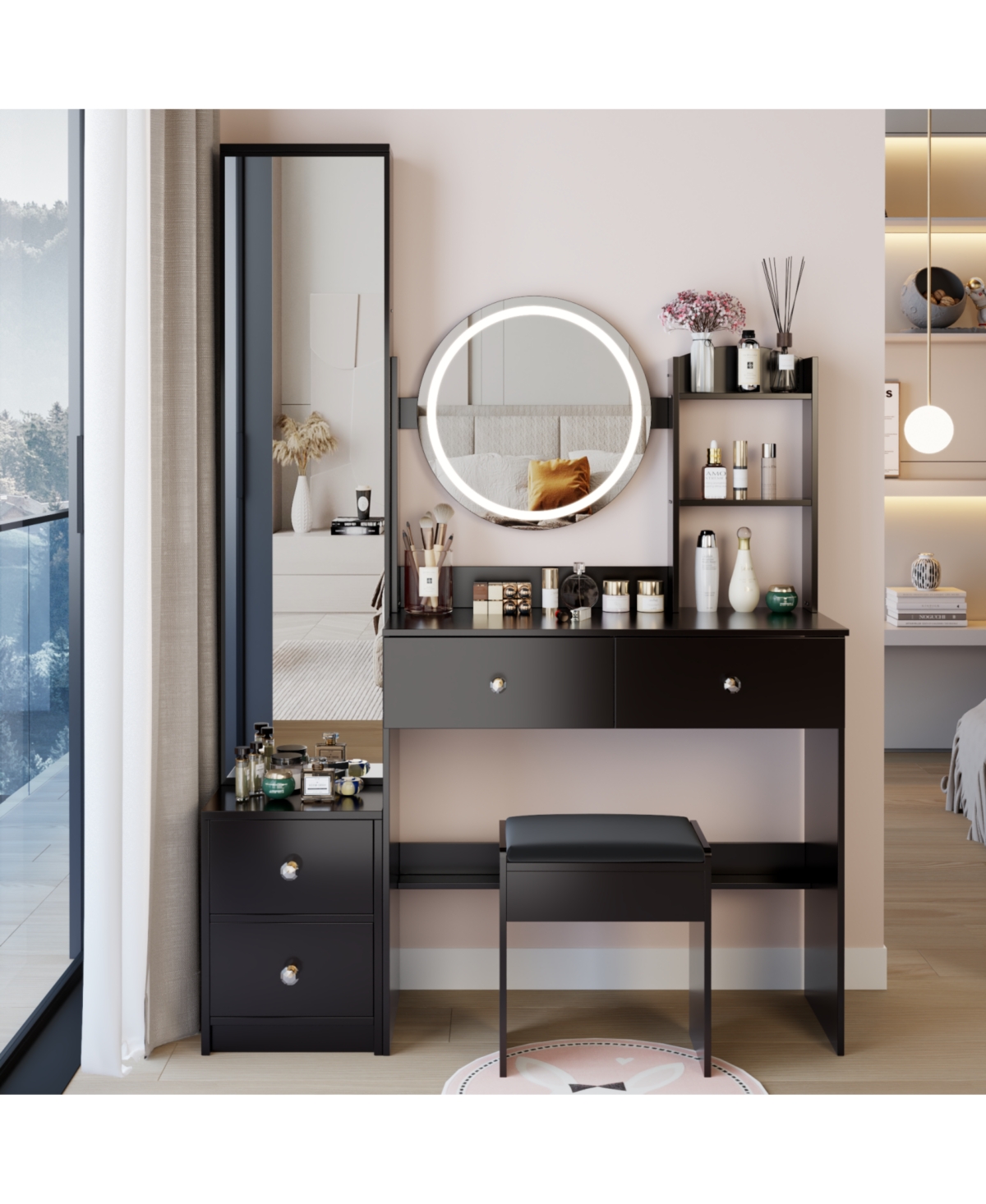 Click here for Streamdale Furniture Led Vanity Table Set - Black prices