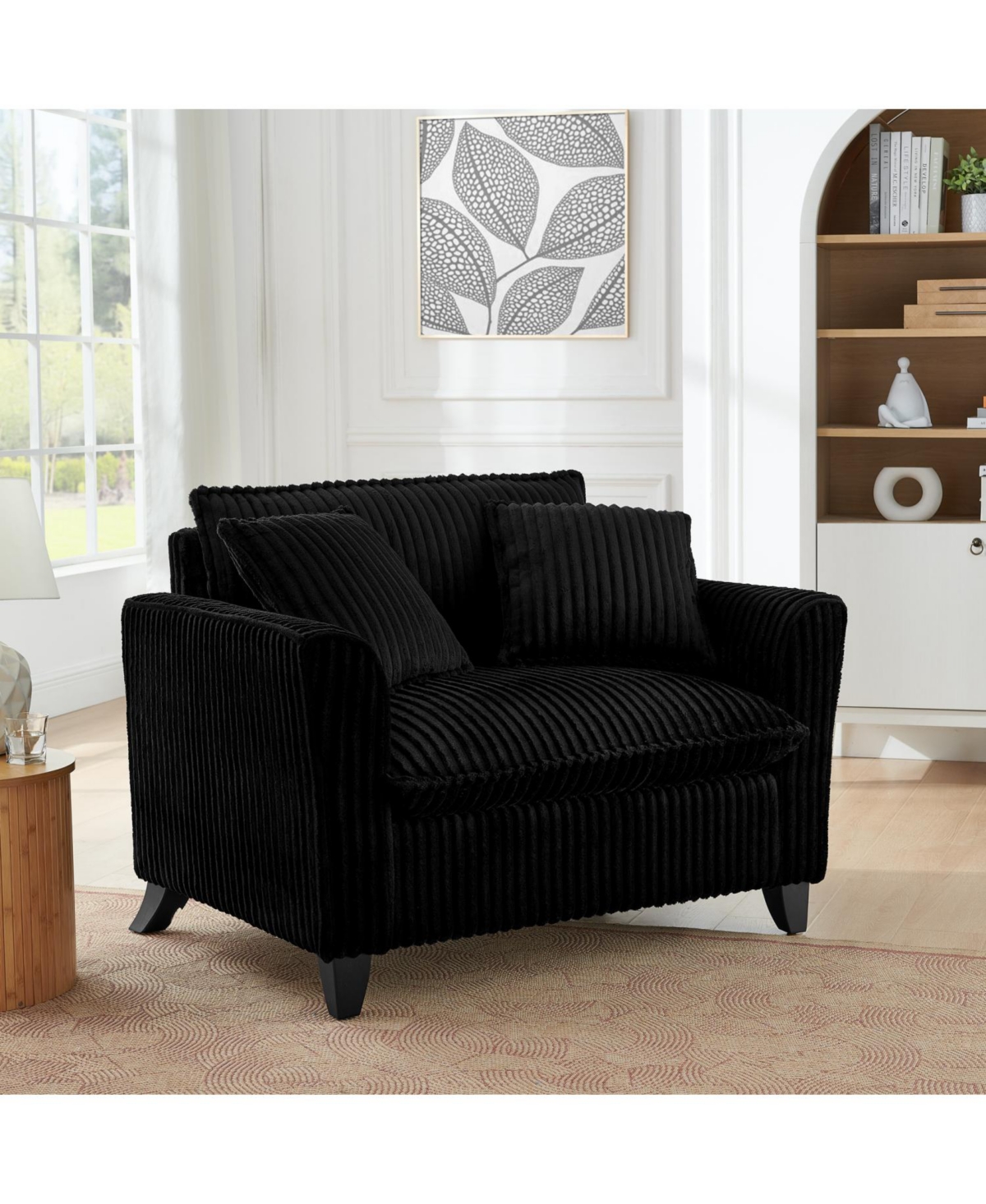 Click here for Streamdale Furniture Black Corduroy Tufted Accent... prices