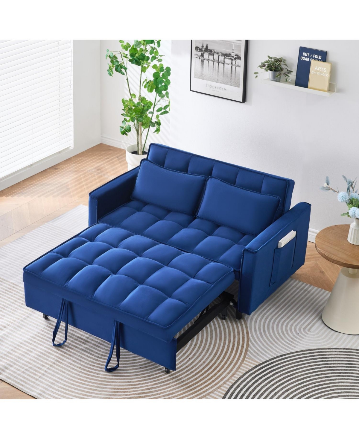 Click here for Streamdale Furniture 55" Blue Velvet Sofa Bed... prices