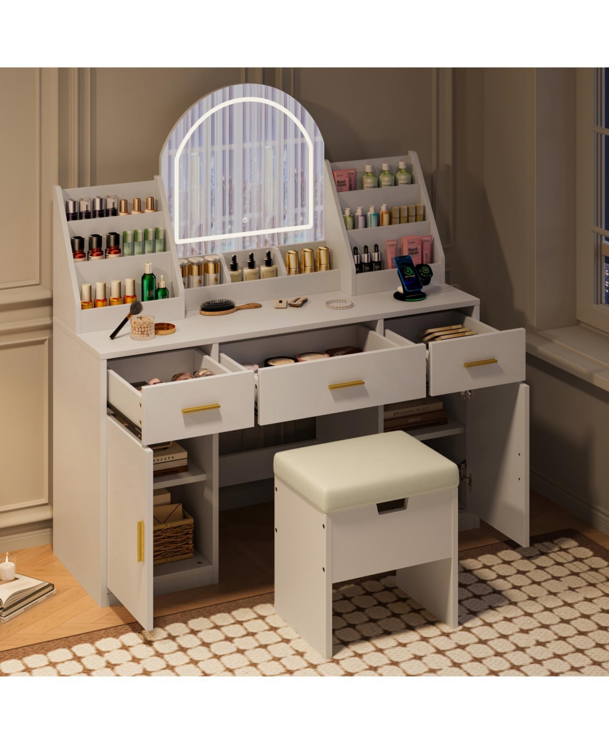 Click here for Streamdale Makeup Vanity with Lighted Mirror  Stoo... prices