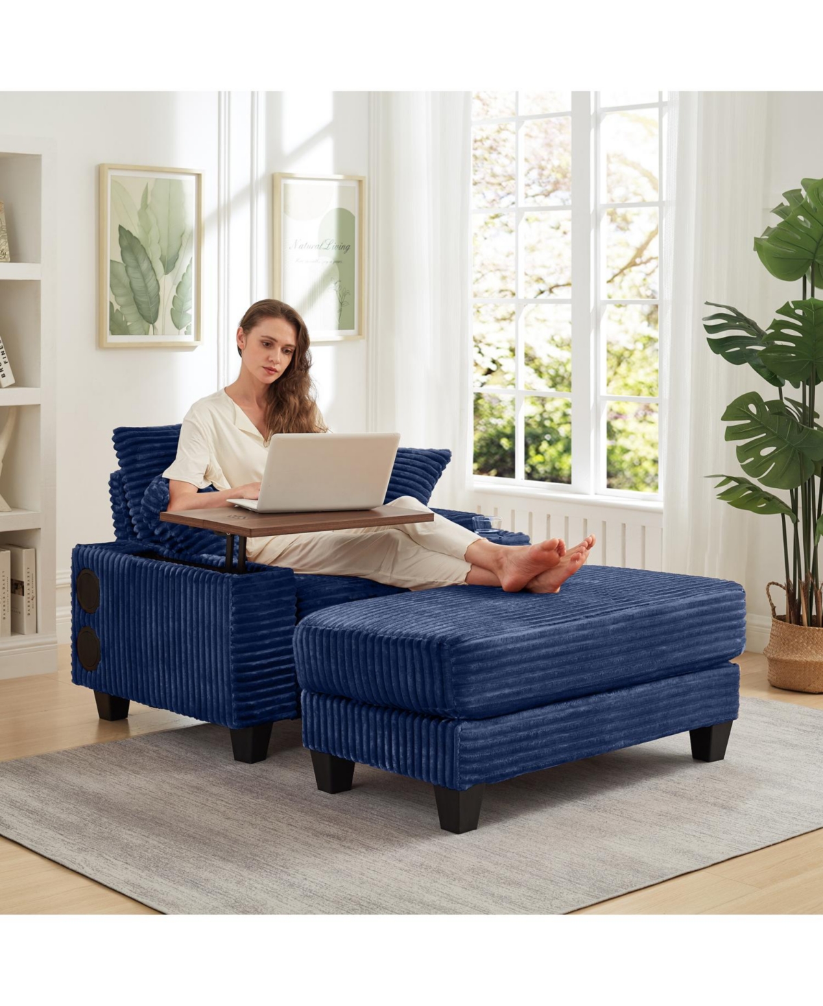 Click here for Streamdale Corduroy Sofa Bed with Ottoman  Bluetoo... prices