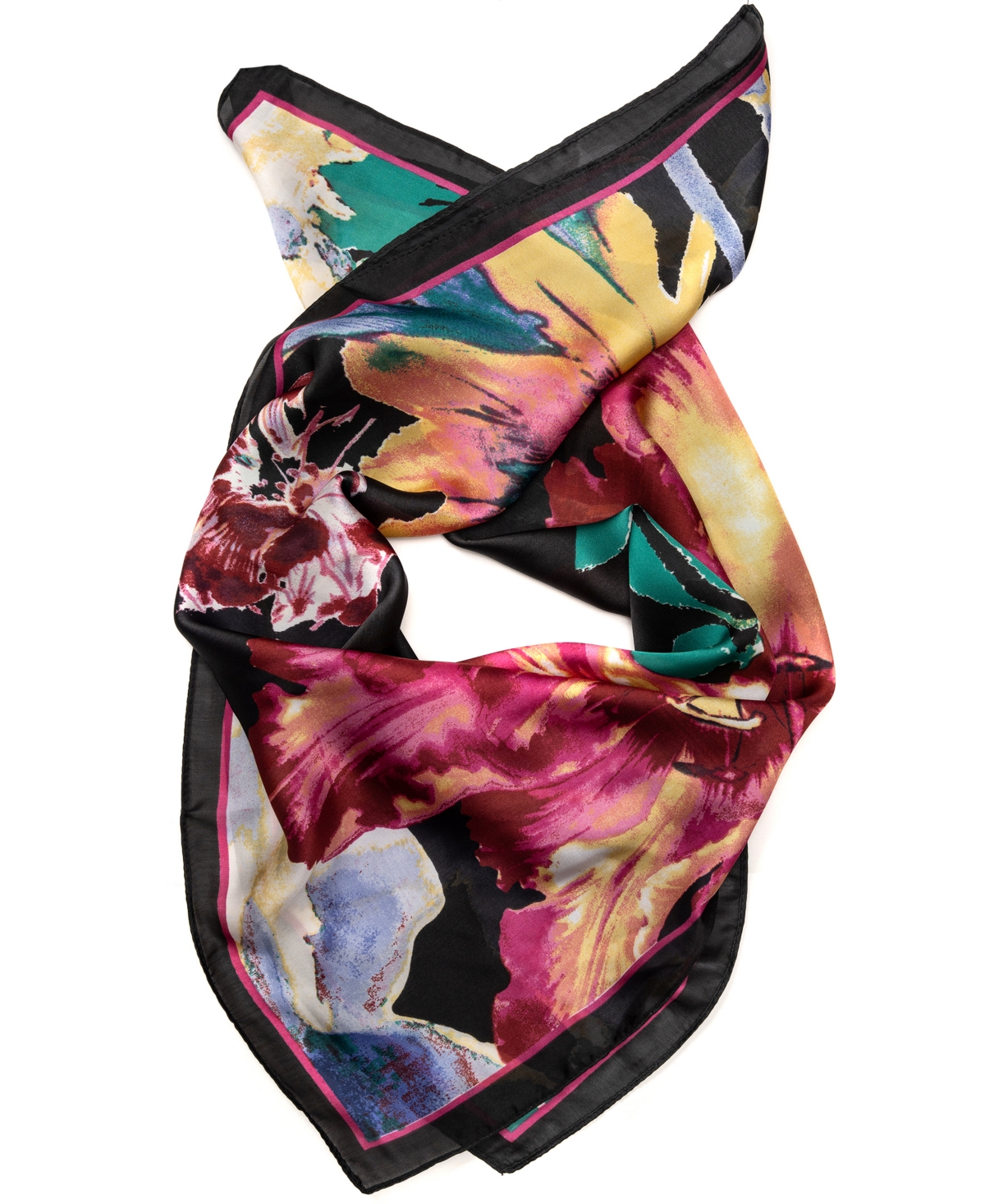 Click here for Vince Camuto Exploded Blooms Square Scarf - Black... prices
