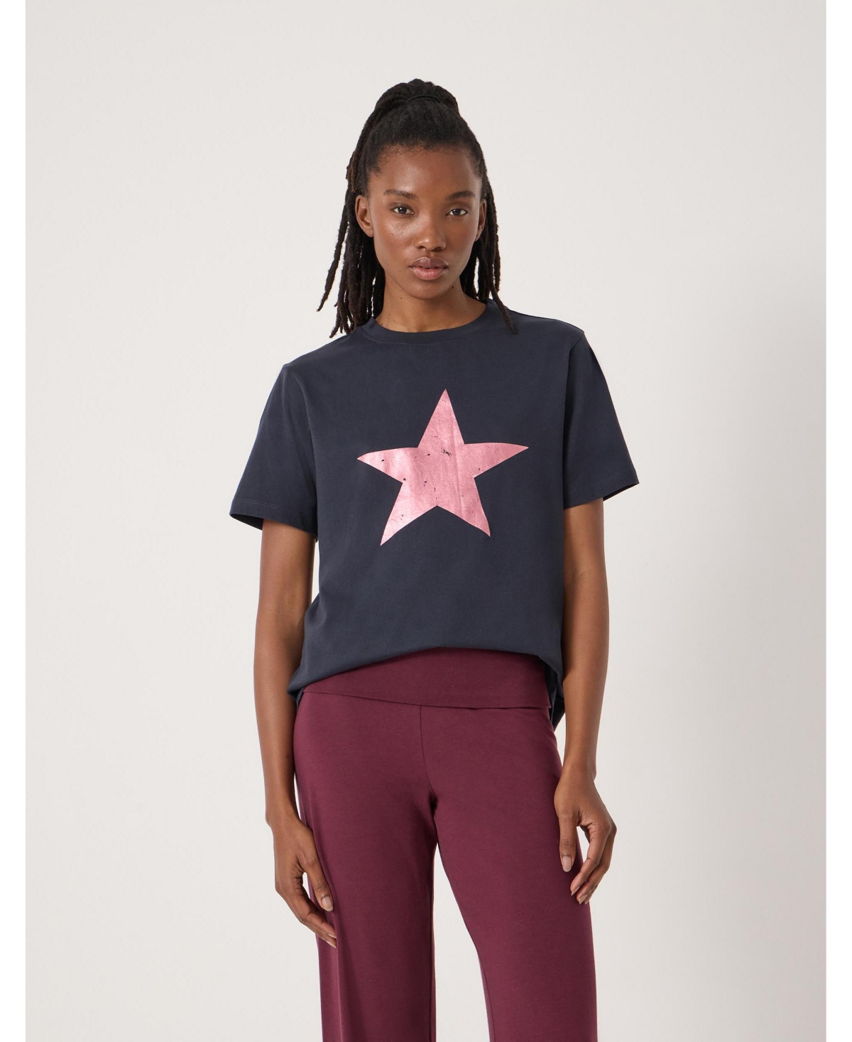 Click here for Hush Womens Bea Graphic Star T-Shirt - Navy blue prices