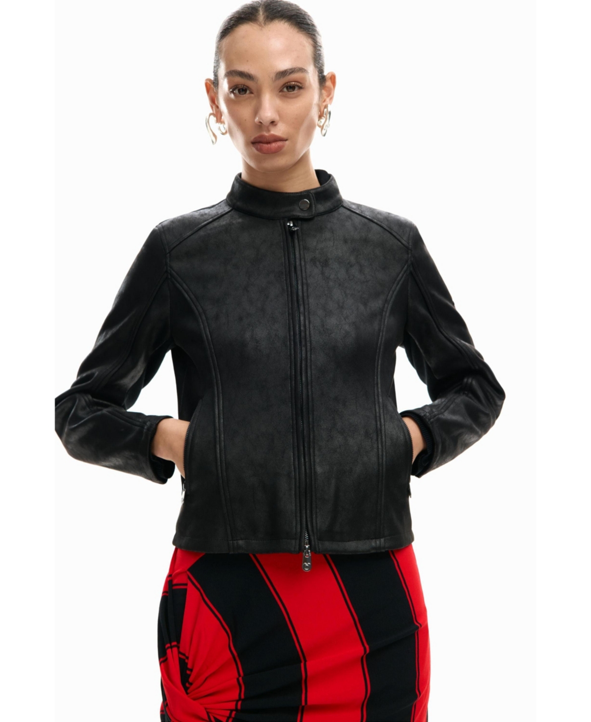 Click here for Desigual Womens Mandarin collar jacket - Black prices