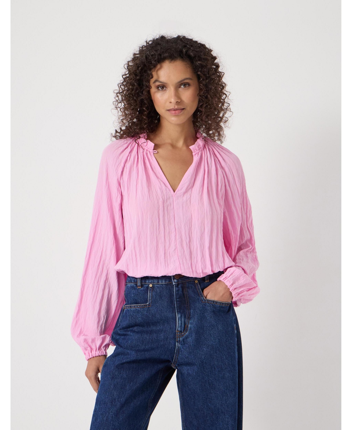 Click here for Hush Womens Ruffled Long Sleeve Blouse - Candy pin... prices