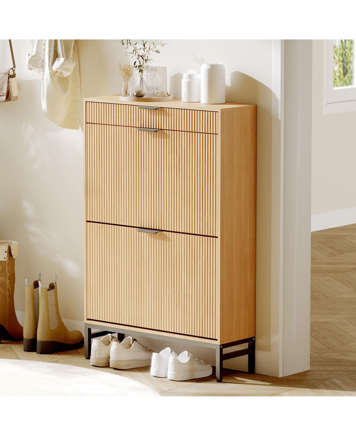 Click here for gaomon Fluted Shoe Storage Cabinet  Narrow Shoe Or... prices