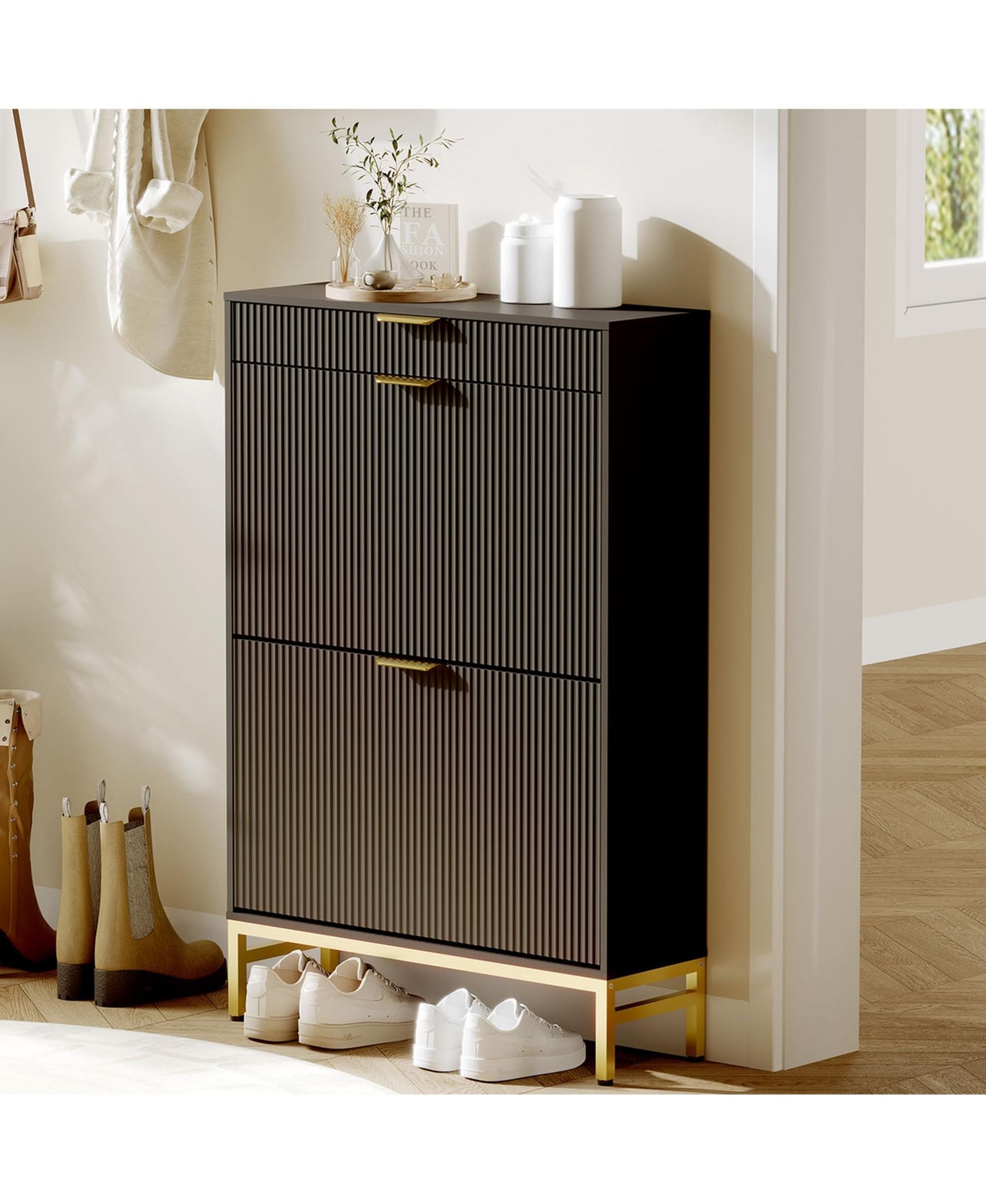 Click here for gaomon Fluted Shoe Storage Cabinet  Narrow Shoe Or... prices