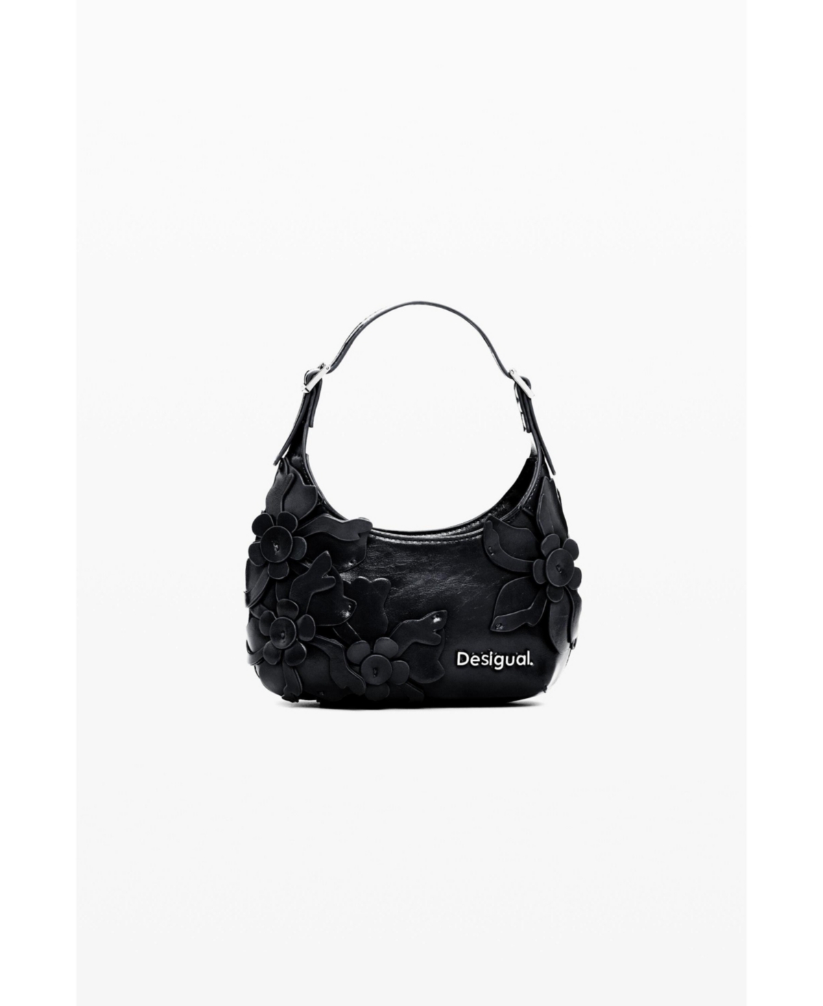 Click here for Desigual Womens Small floral applique bag - Black prices