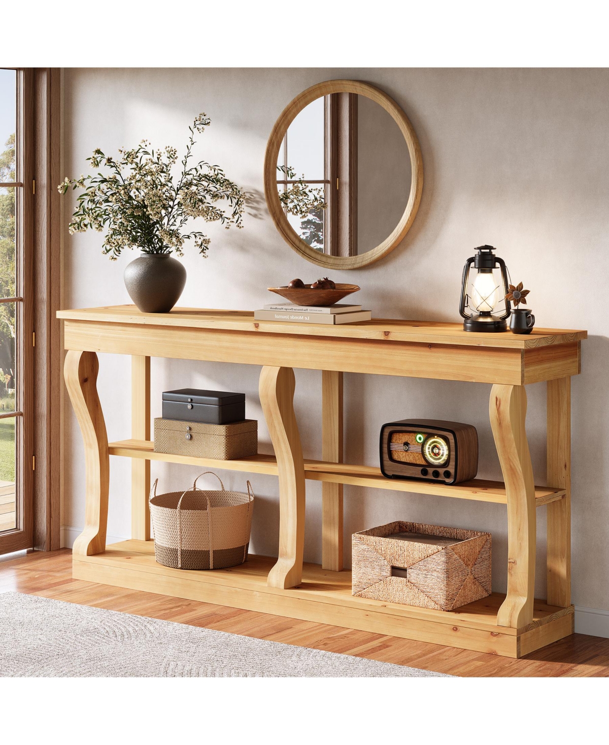 Click here for Tribesigns 63" Solid Wood Console Table  3-Ti... prices