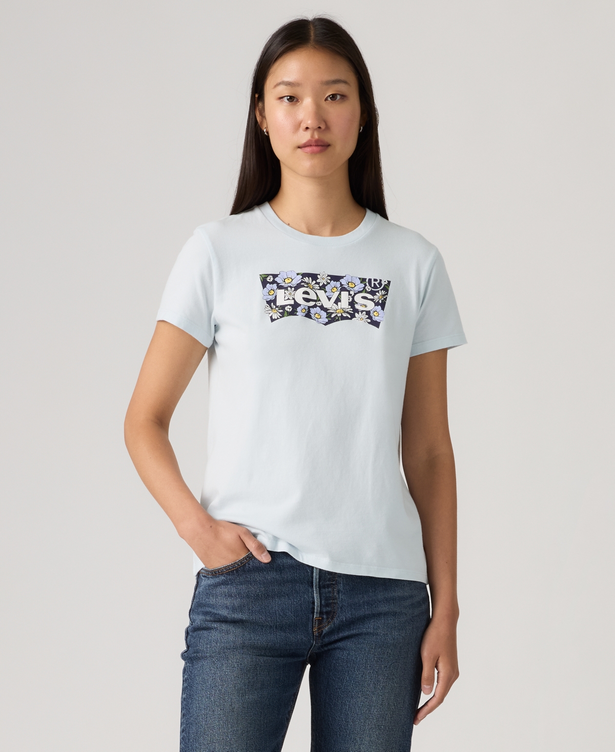 Click here for Levis Womens Perfect Graphic Logo Cotton T-shirt -... prices