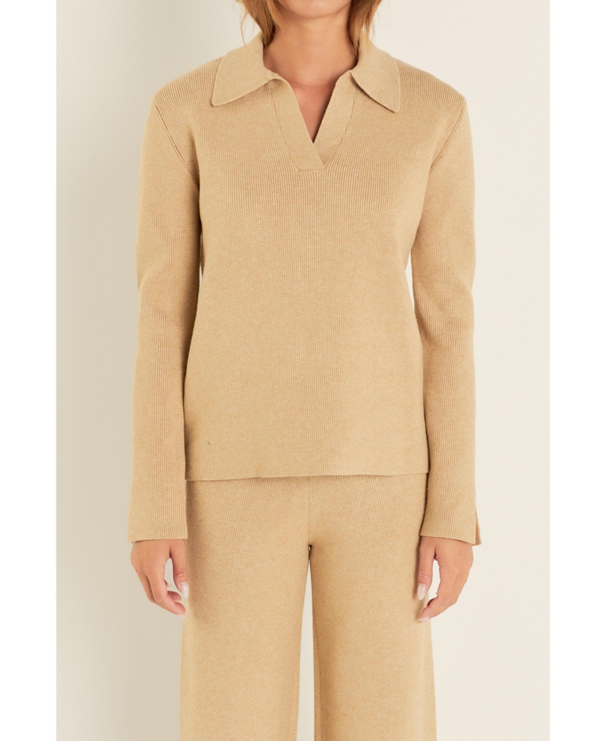 Click here for English Factory Womens Collared Knit Sweater - Cam... prices