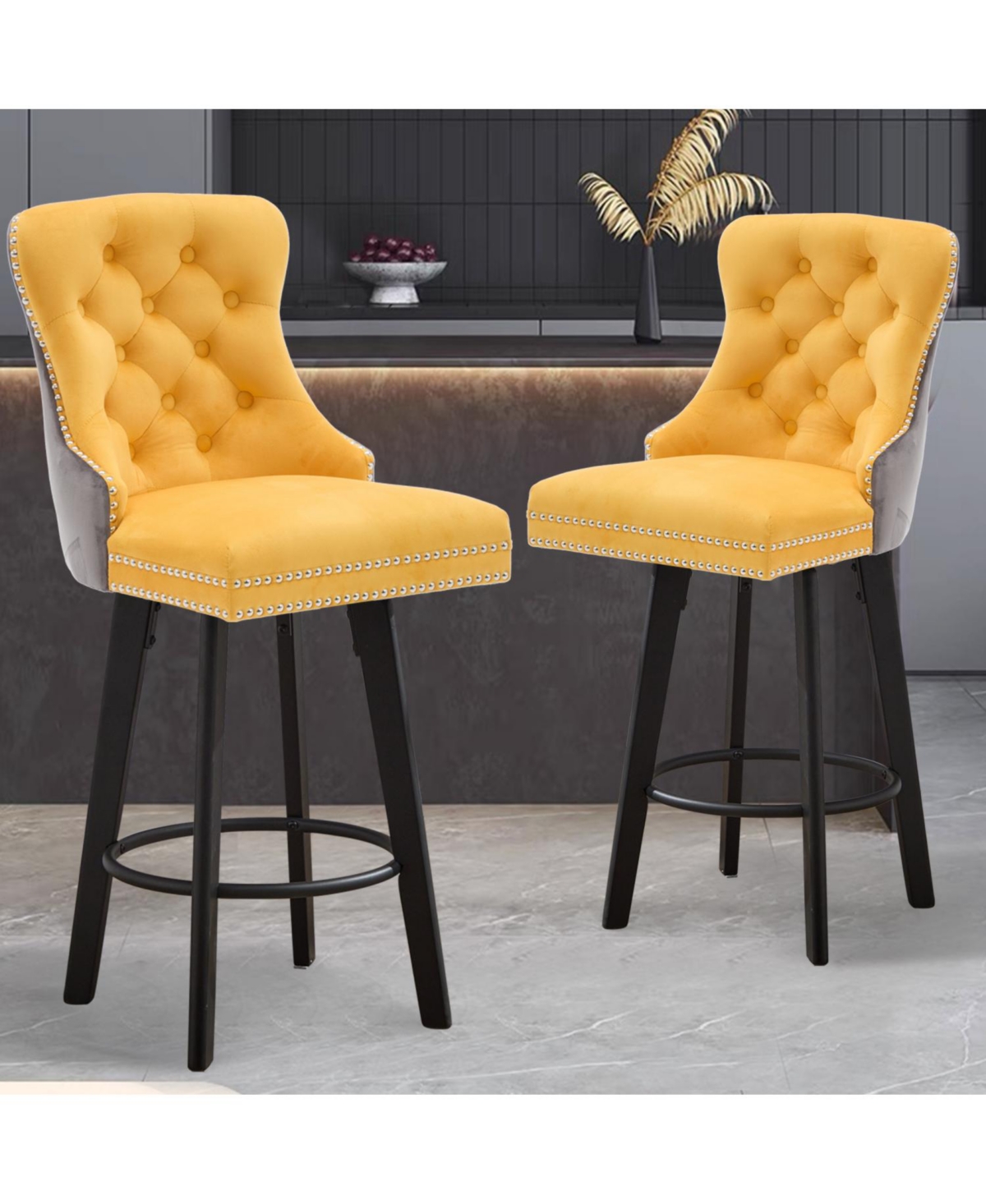 Click here for Streamdale Velvet Swivel Bar Stools with Rivet Tri... prices