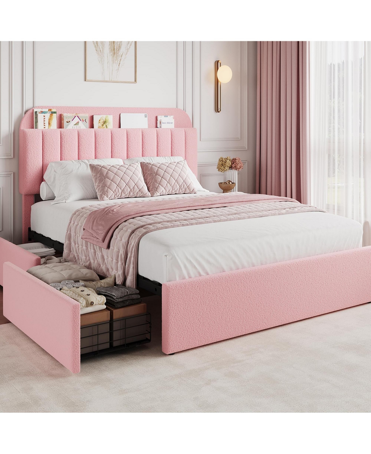Click here for gaomon Full Bed Frame with Storage Headboard  Girl... prices