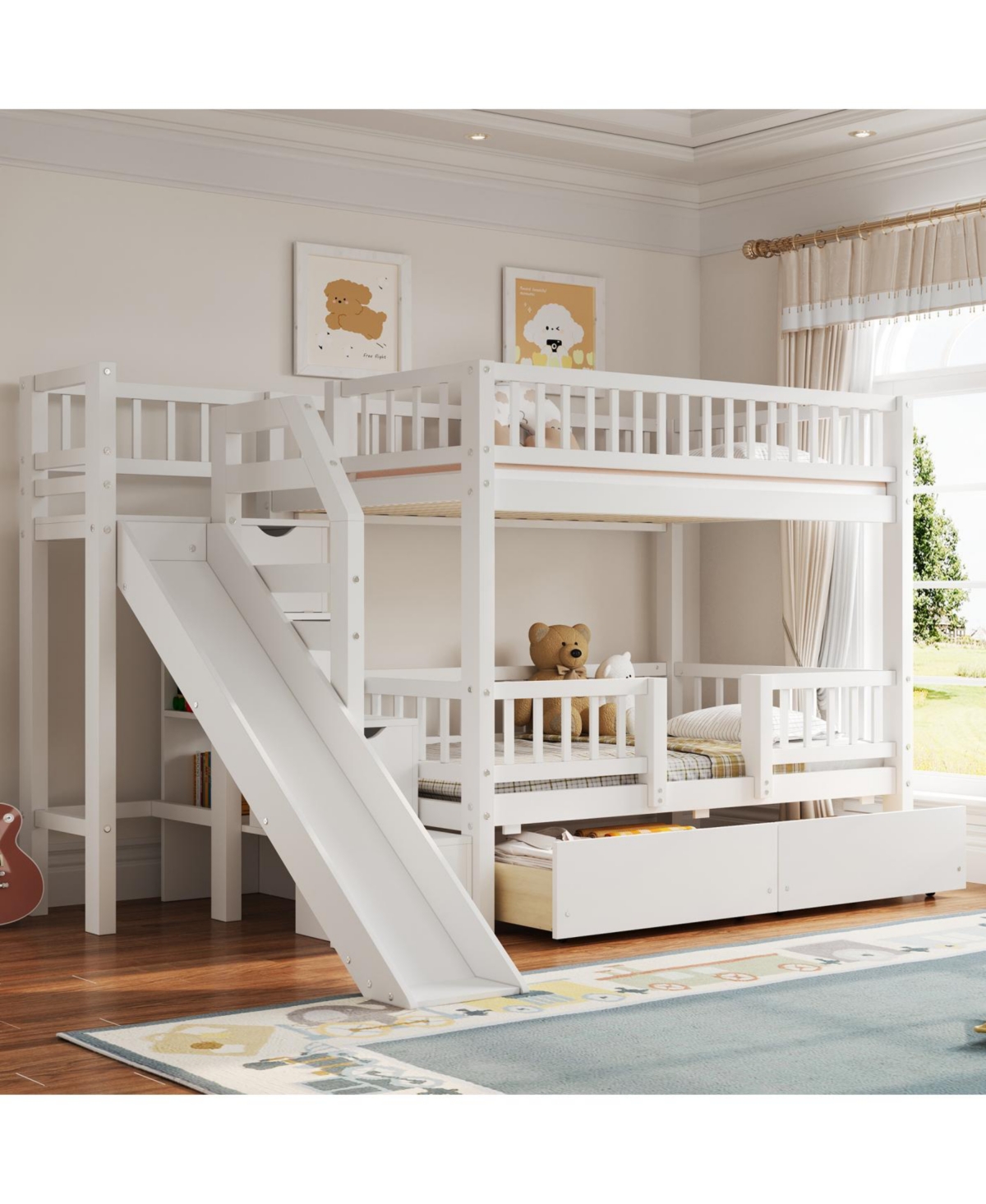 Click here for Streamdale Furniture Twin over Twin Bunk Bed w/ St... prices