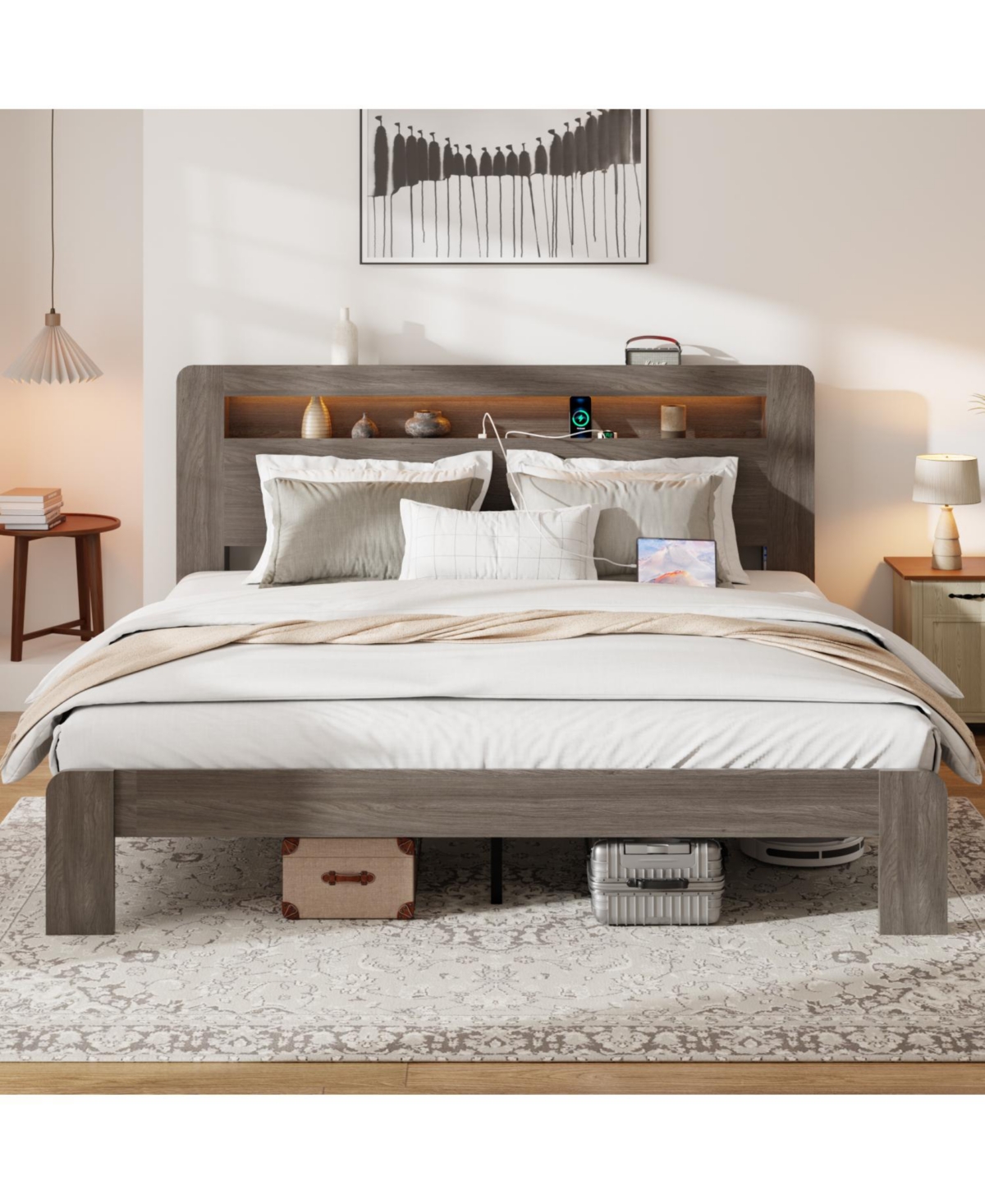 Click here for Streamdale Furniture King Wood Bed Frame Led Headb... prices