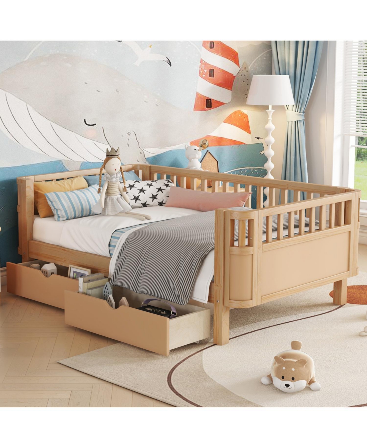 Click here for Streamdale Furniture Twin Kids Bed with Guardrail... prices