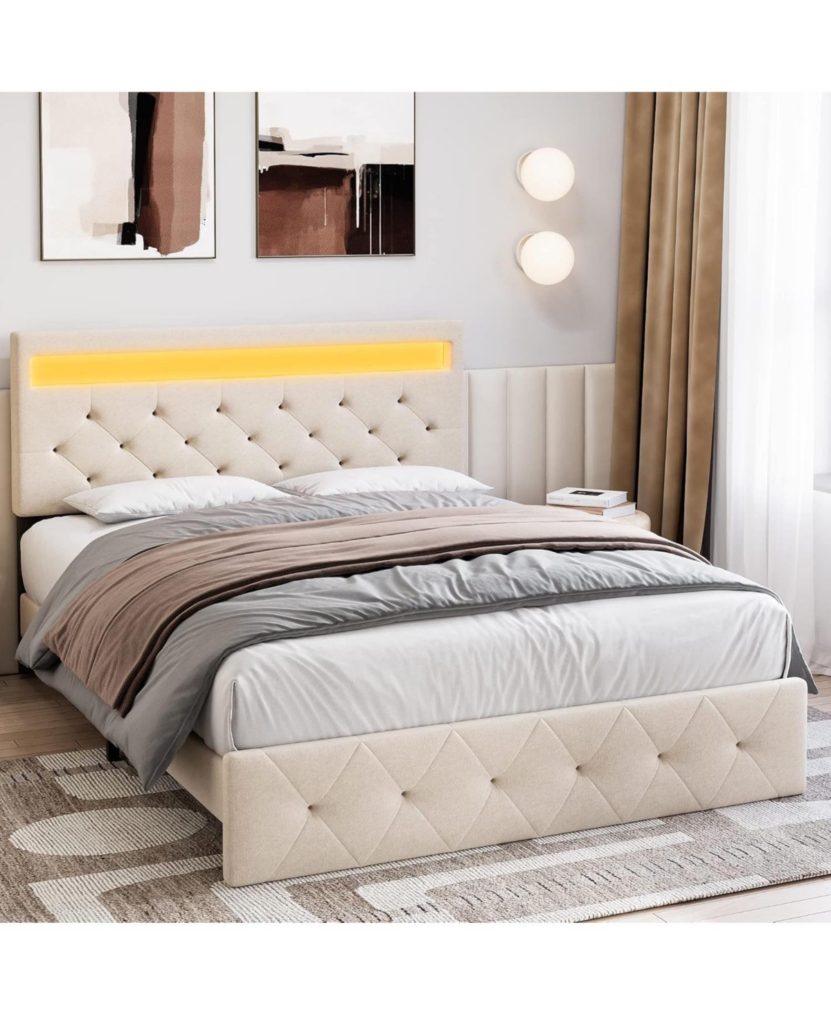 Click here for Gaomon Bed Frame with Storage Headboard  Upholster... prices