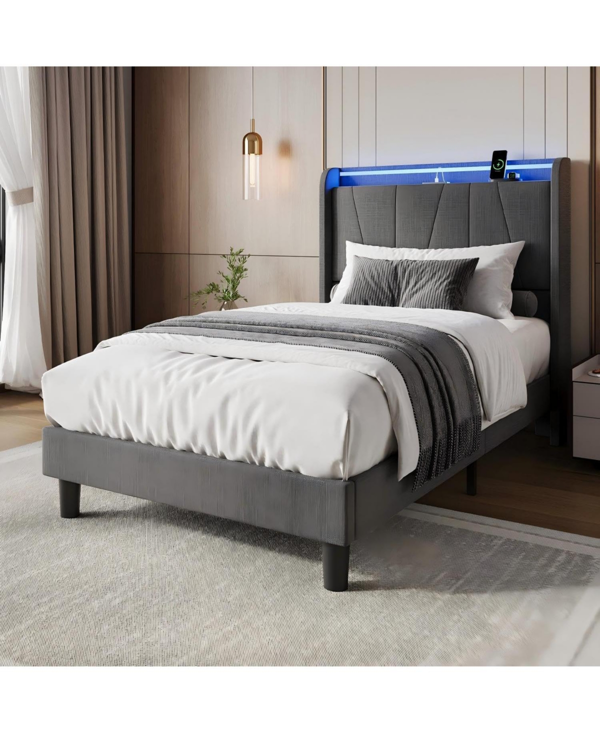 Click here for gaomon Twin Size Led Bed Frame with Charging Stati... prices
