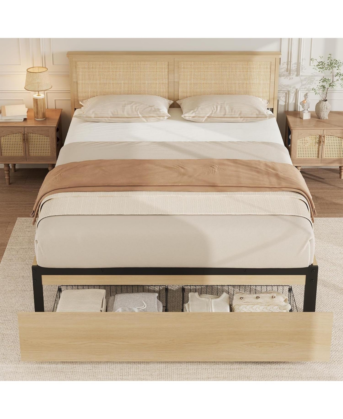 Click here for gaomon Queen Size Boho with Drawers  Rattan Headbo... prices