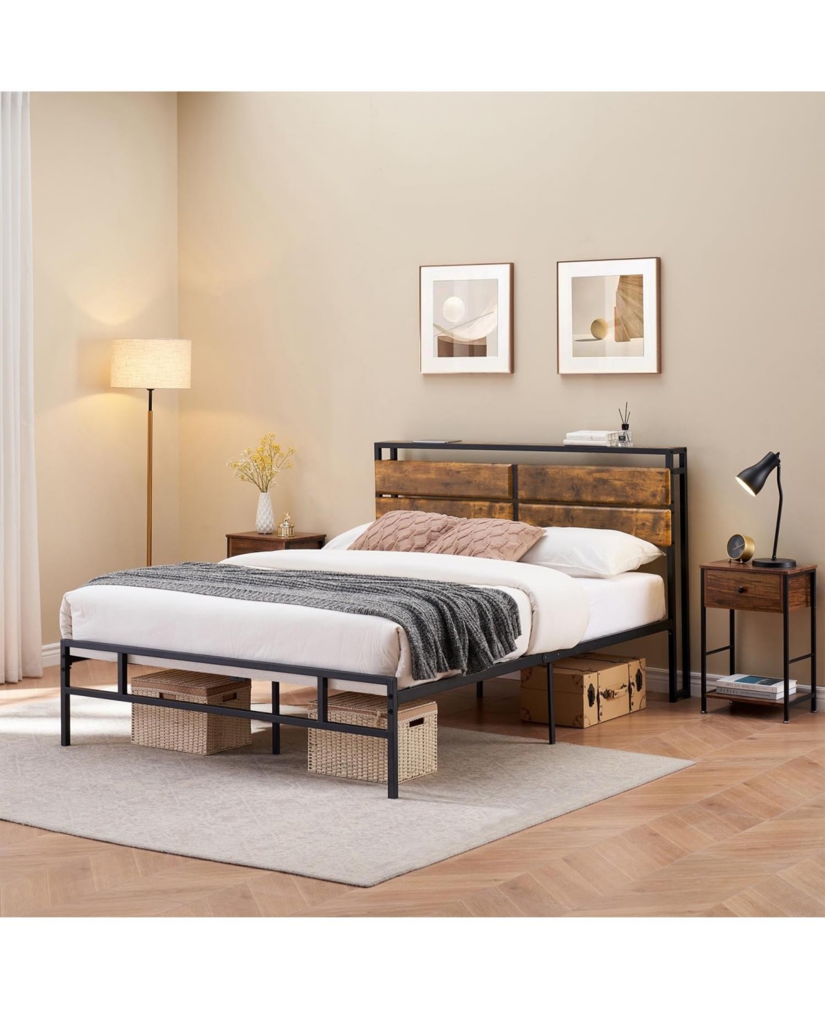 Click here for gaomon Full Size Bed Frame  Upholstered Platform w... prices