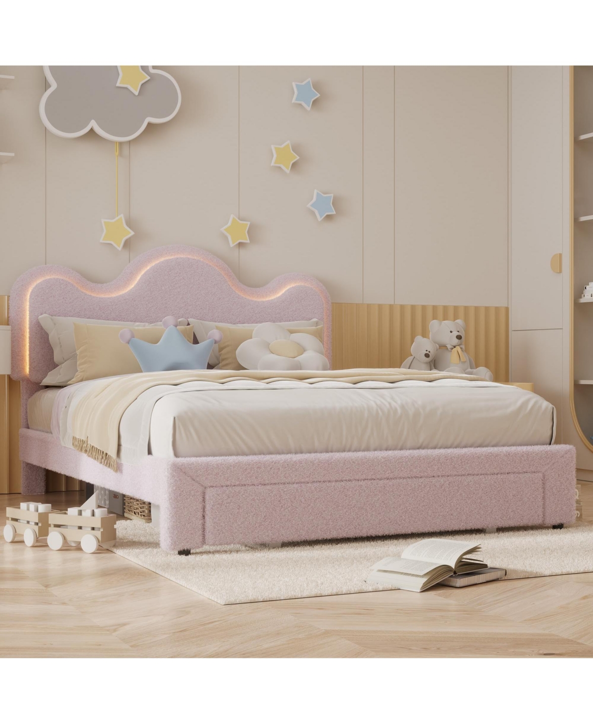 Click here for gaomon Queen Bed Frames Lamb Velvet Twin Beds Cute... prices