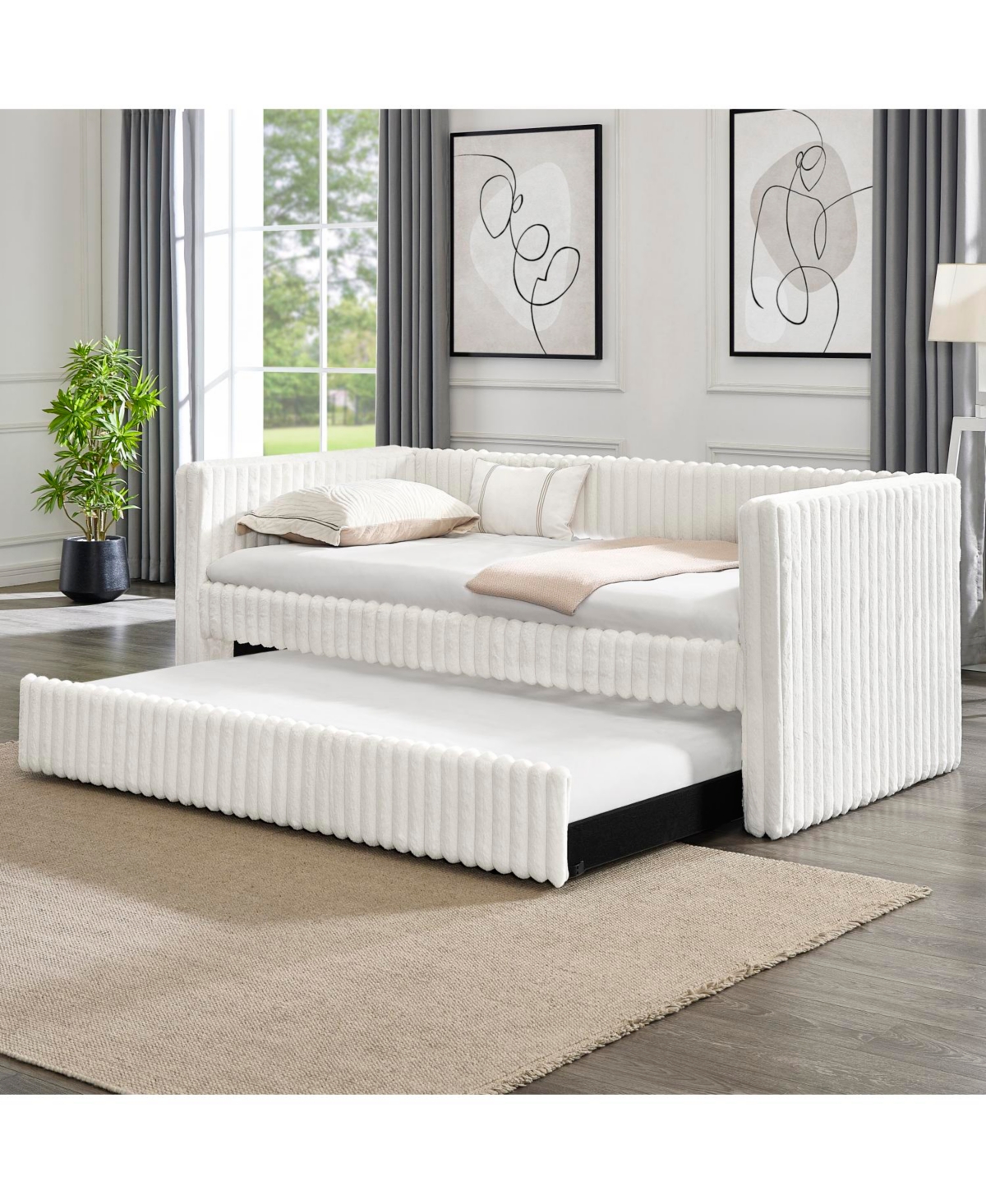 Click here for Streamdale Furniture Beige Corduroy Daybed with Pu... prices