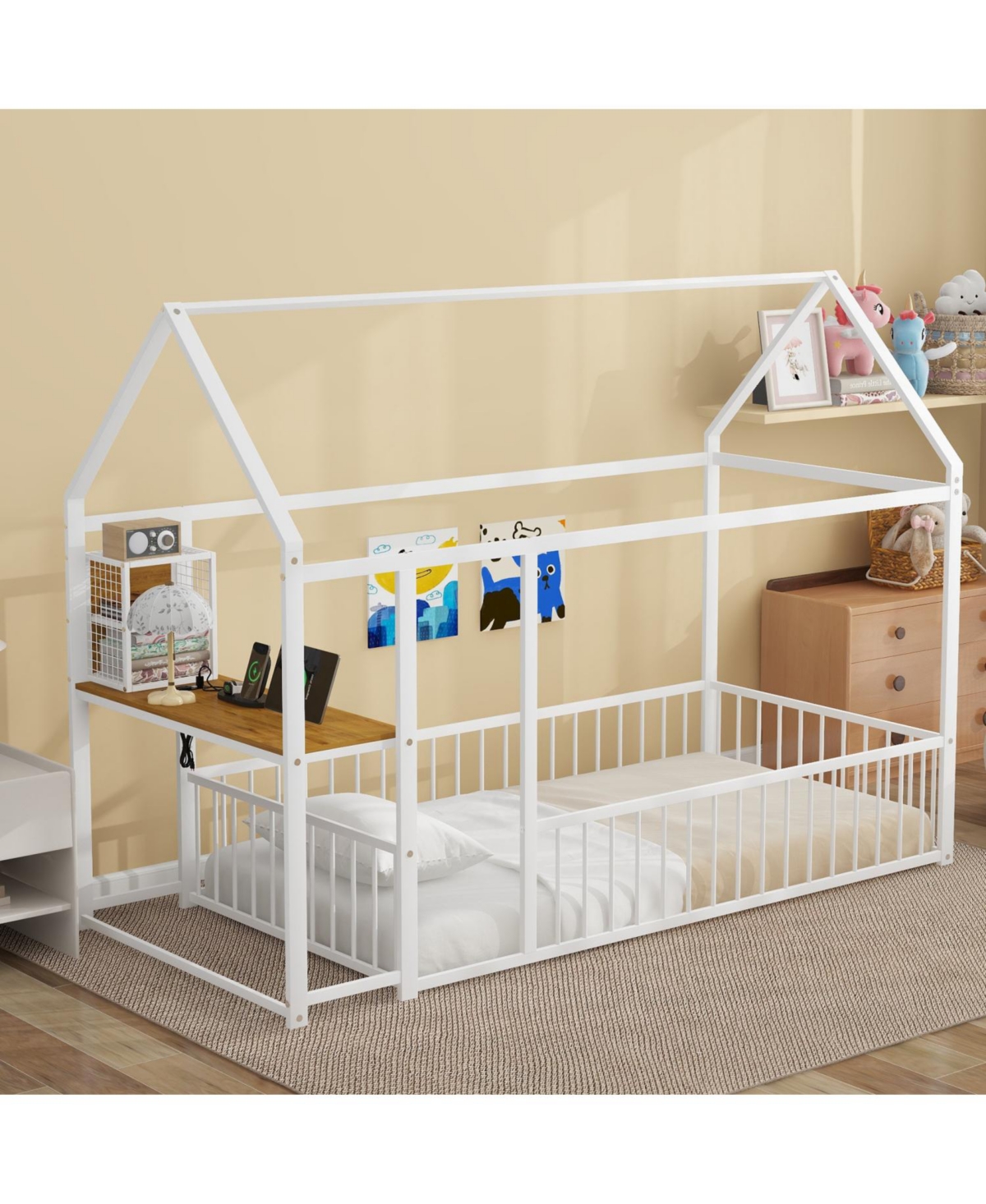 Click here for Streamdale Furniture Twin Size Metal Bed House Bed... prices