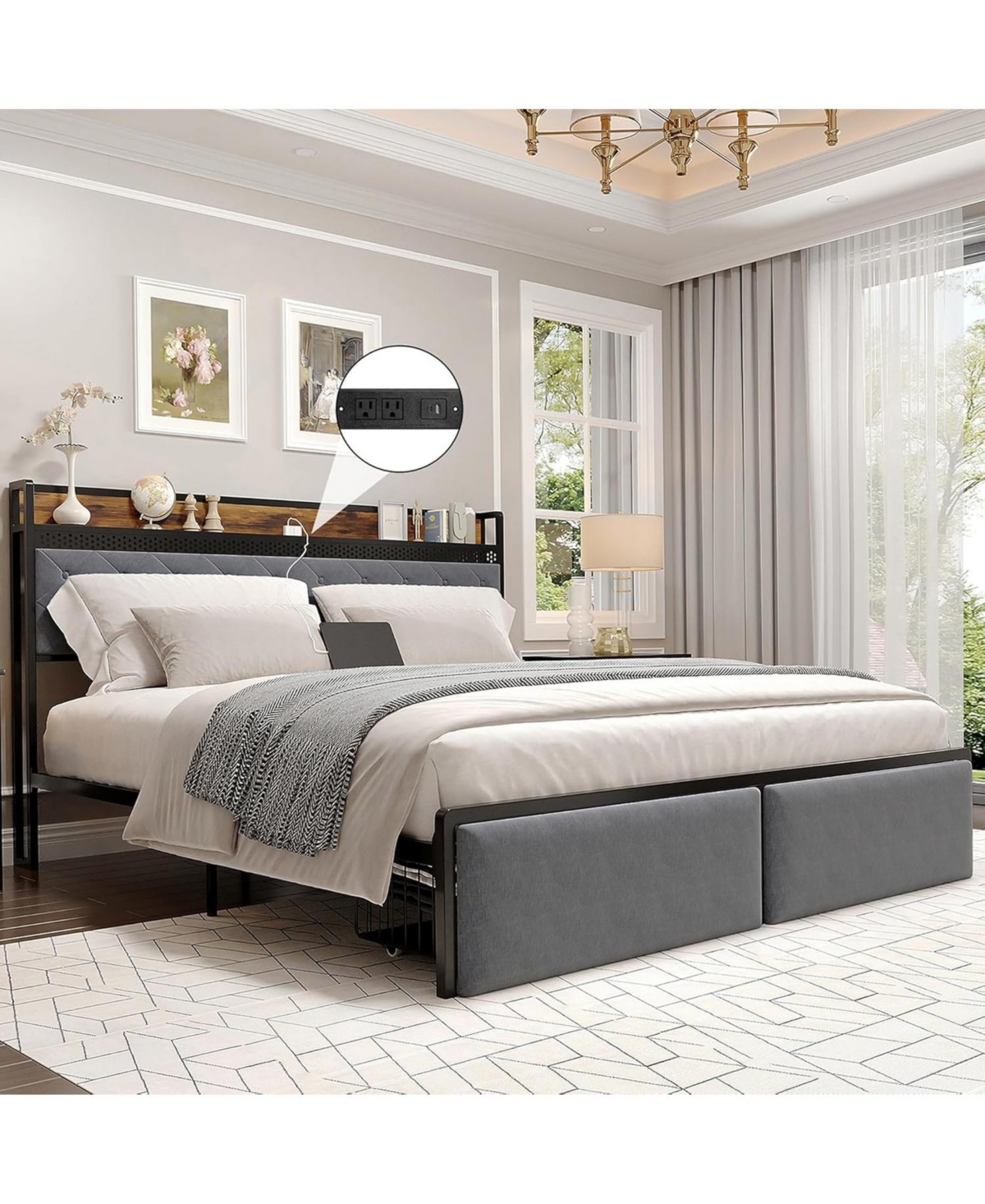 Click here for gaomon Velvet Upholstered Platform Bed Frame with... prices