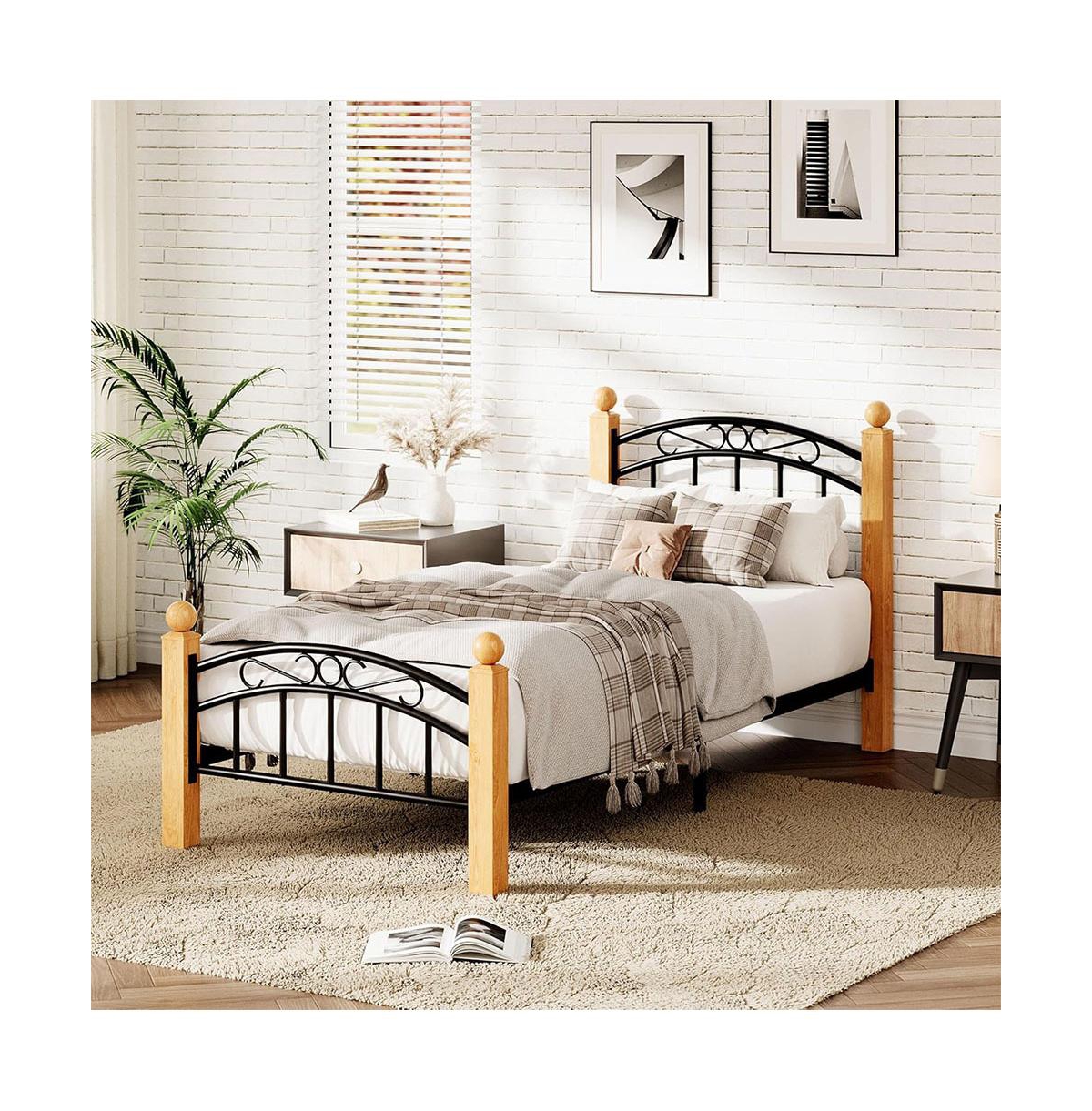 Click here for gaomon Twin Size Metal Platform Bed Frame with Vic... prices