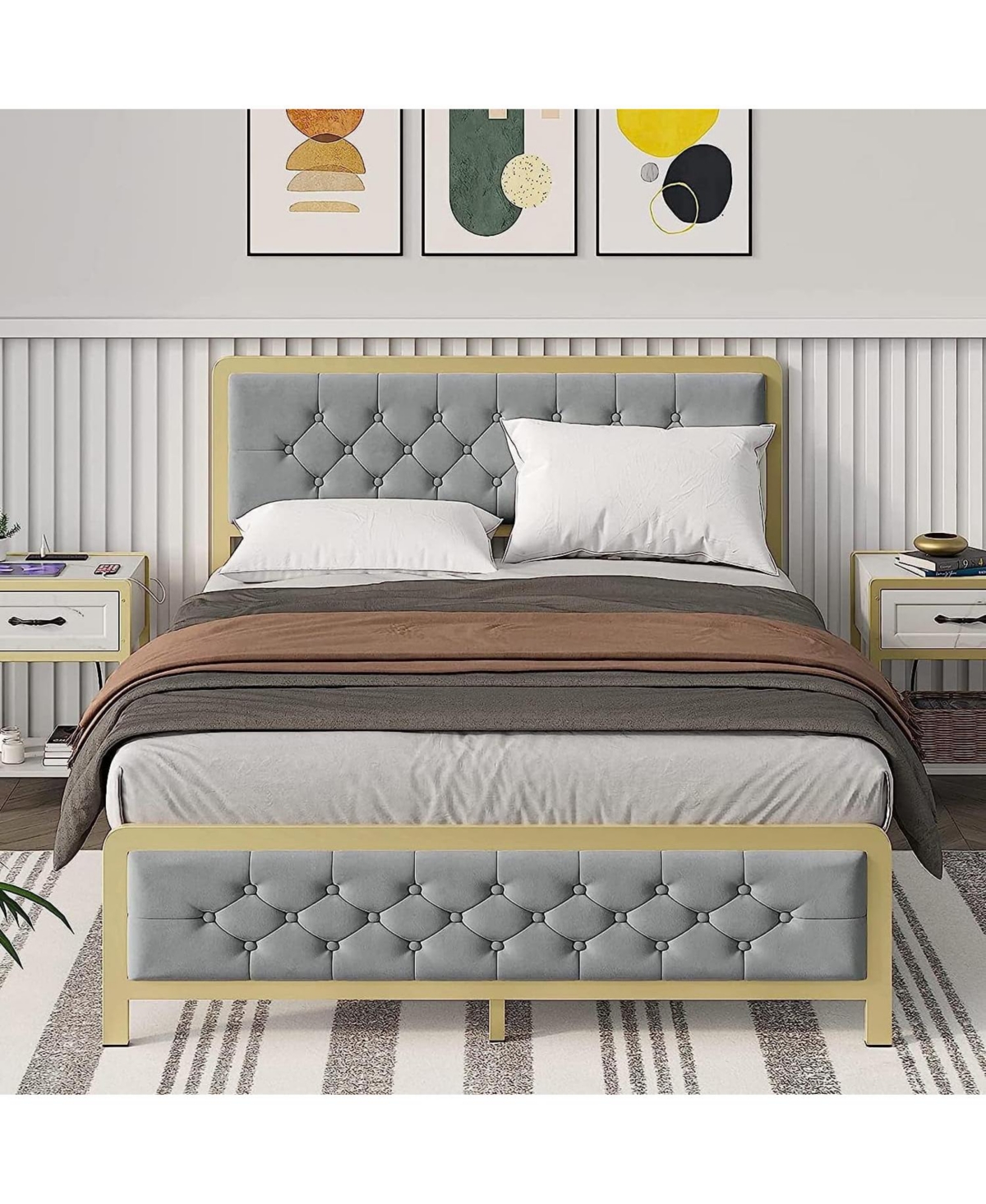 Click here for Gaomon Easy Assembly Full Size Velvet Upholstered... prices