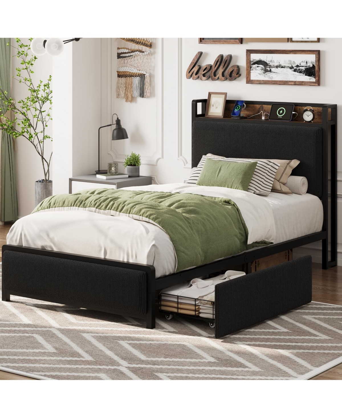 Click here for Gaomon Twin Size Bed Frame with 2 Storage Drawers... prices